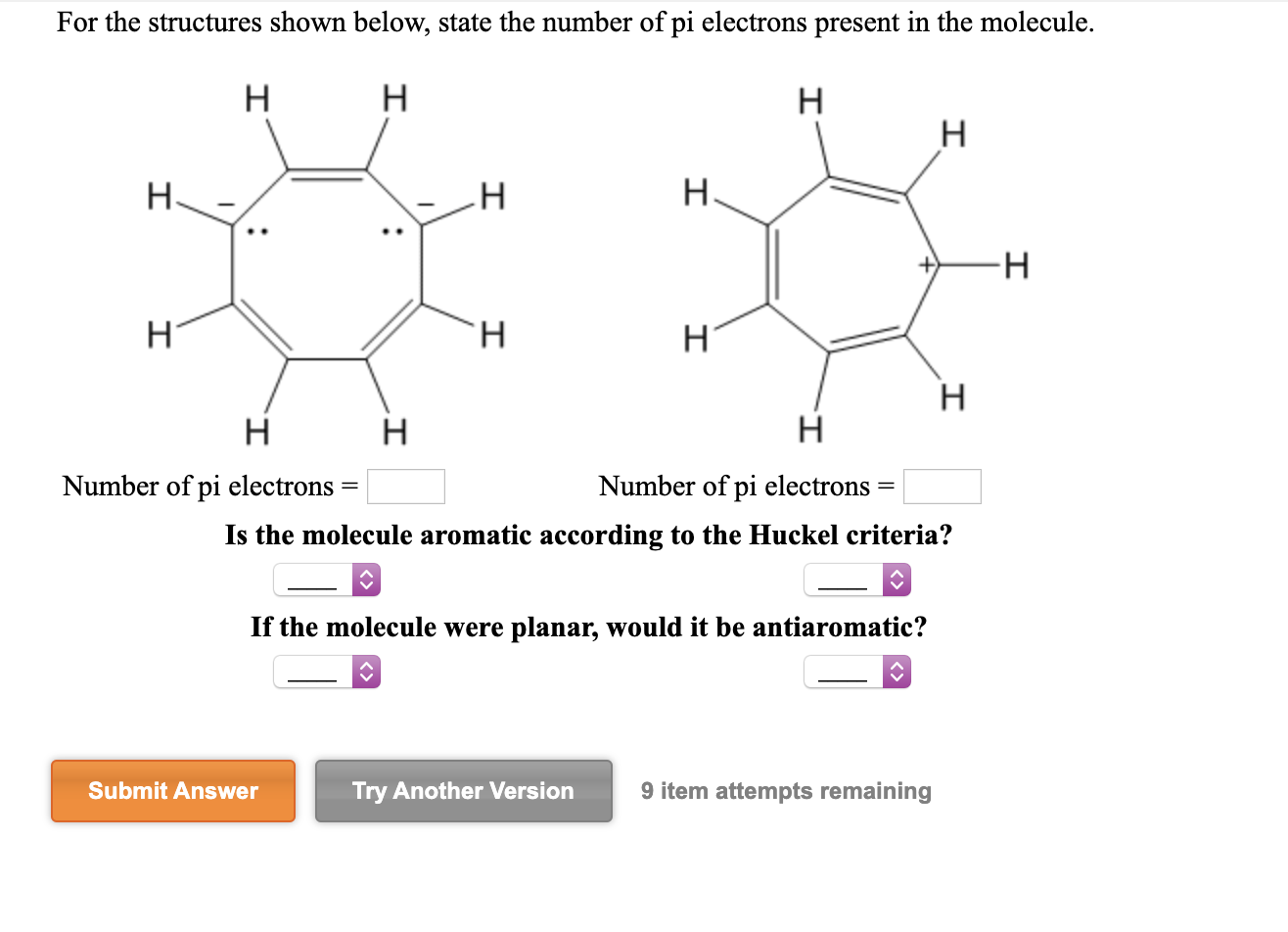 Solved For the structures shown below, sate the number of pi | Chegg.com