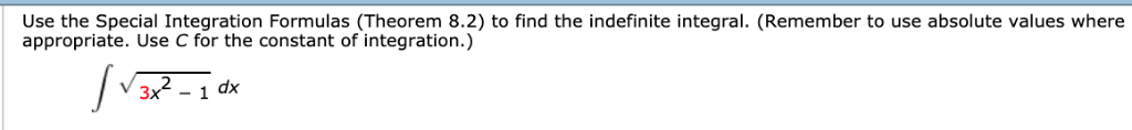 Solved Use the Special Integration Formulas (Theorem 8.2) to | Chegg.com