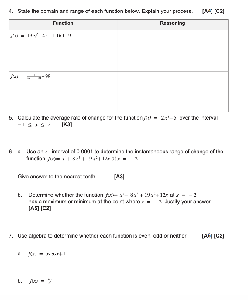 Solved State the domain and range of each function below. | Chegg.com