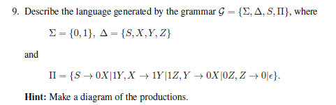 Solved 9. Describe the language generated by the grammar | Chegg.com