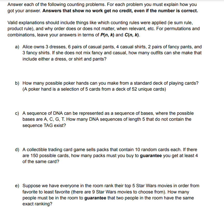 Answer each of the following counting problems. For | Chegg.com