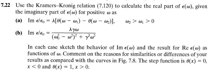 Solved = = 7.22 Use the Kramers-Kronig relation (7.120) to | Chegg.com