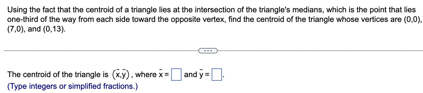[Solved]: Using the fact that the centroid of a triangle l