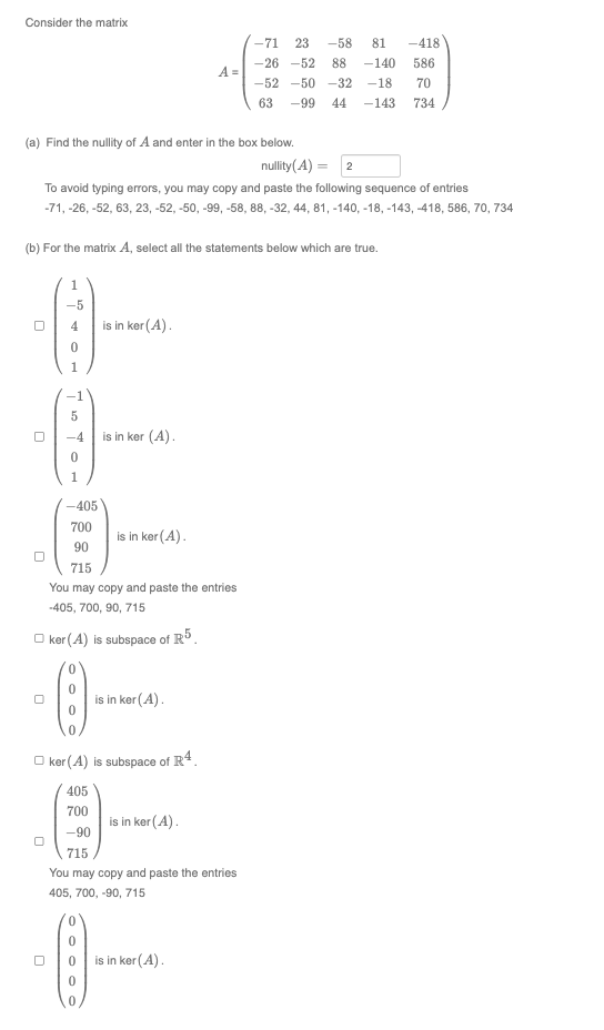 Solved Consider the matrix | Chegg.com