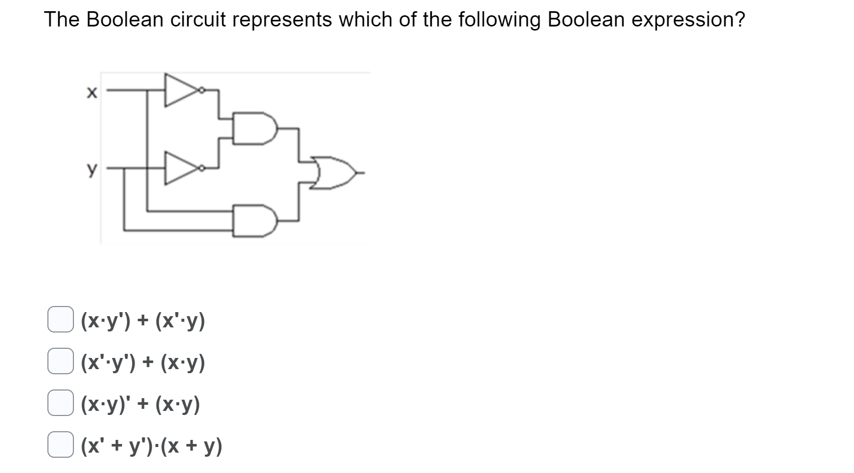 Solved The Boolean circuit represents which of the following | Chegg.com