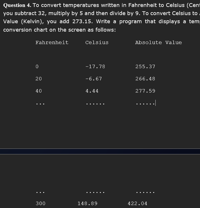 Solved Question 4. ﻿To convert temperatures written in | Chegg.com
