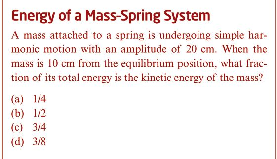 Solved Energy of a Mass-Spring System A mass attached to a | Chegg.com