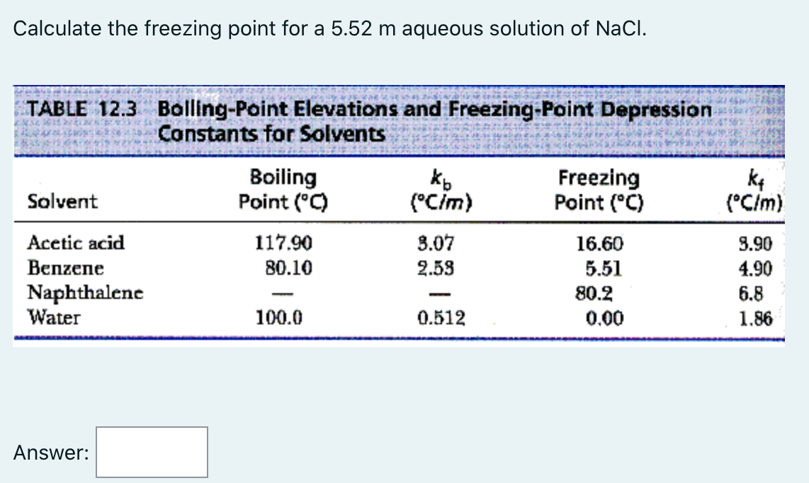 Solved a) b) Calculate the increase in the boiling | Chegg.com