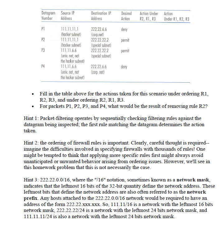 Solved 3. Consider the following packet-filtering firewall. | Chegg.com