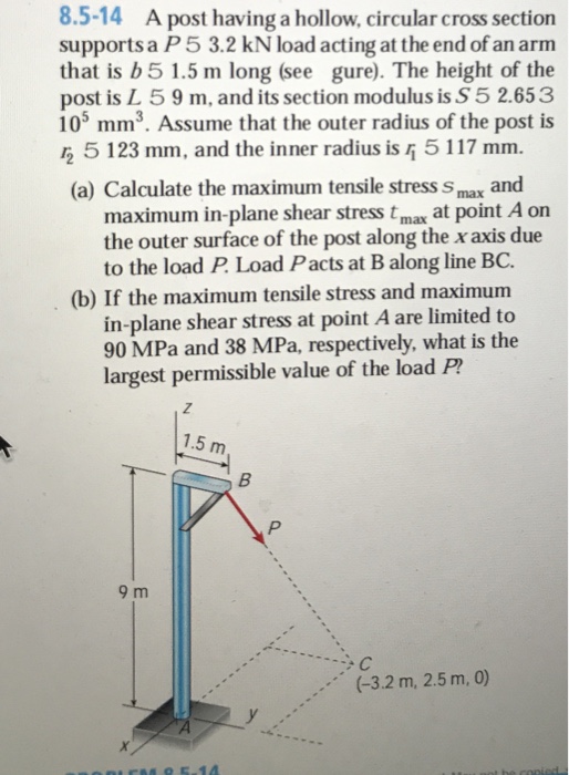 Solved A post having a hollow circular cross section | Chegg.com