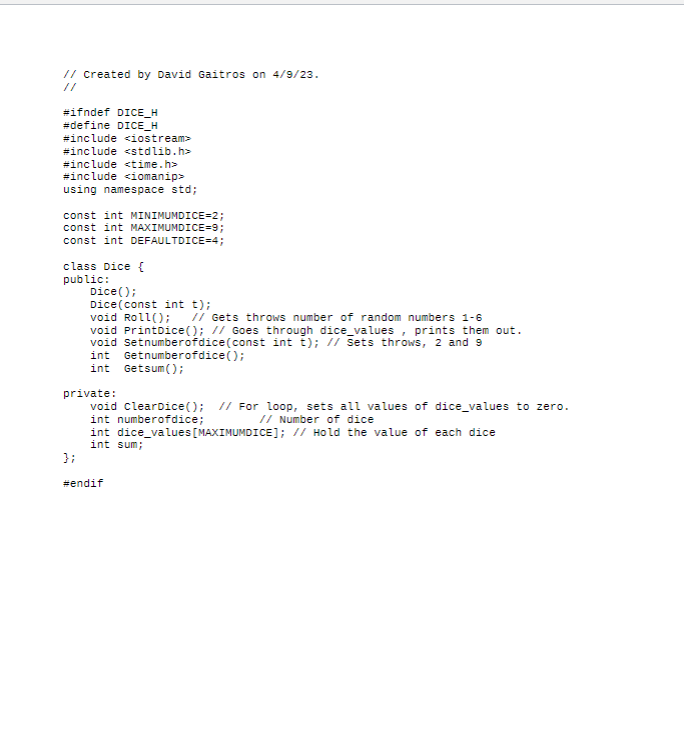 Solved #6: Object Oriented Programming AssignmentRolling the | Chegg.com