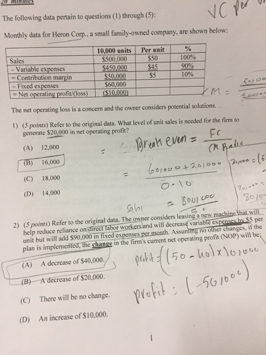 Solved The following data pertain to questions (l) through | Chegg.com Solved The following data pertain to questions (l) through | Chegg.com