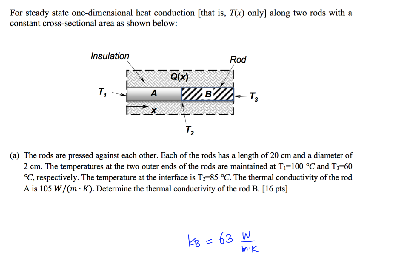 Solved For steady state one-dimensional heat conduction | Chegg.com
