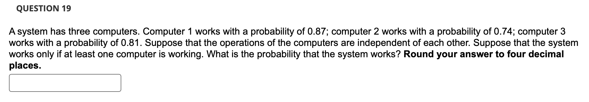 Solved A system has three computers. Computer 1 works with a | Chegg.com