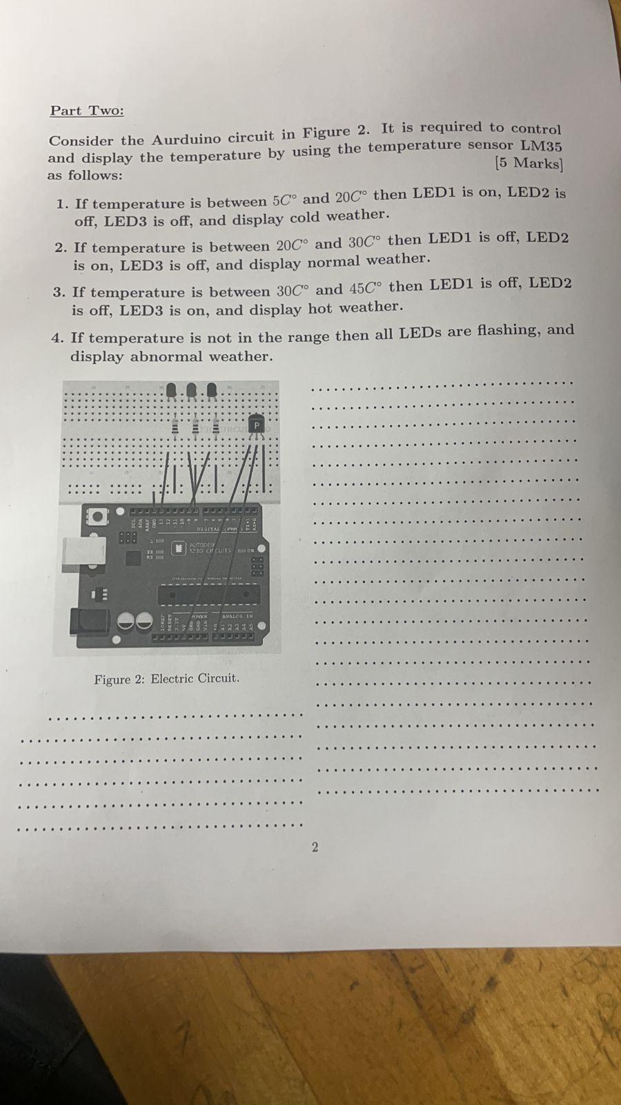 Solved Part Two: Consider the Aurduino circuit in Figure 2. | Chegg.com