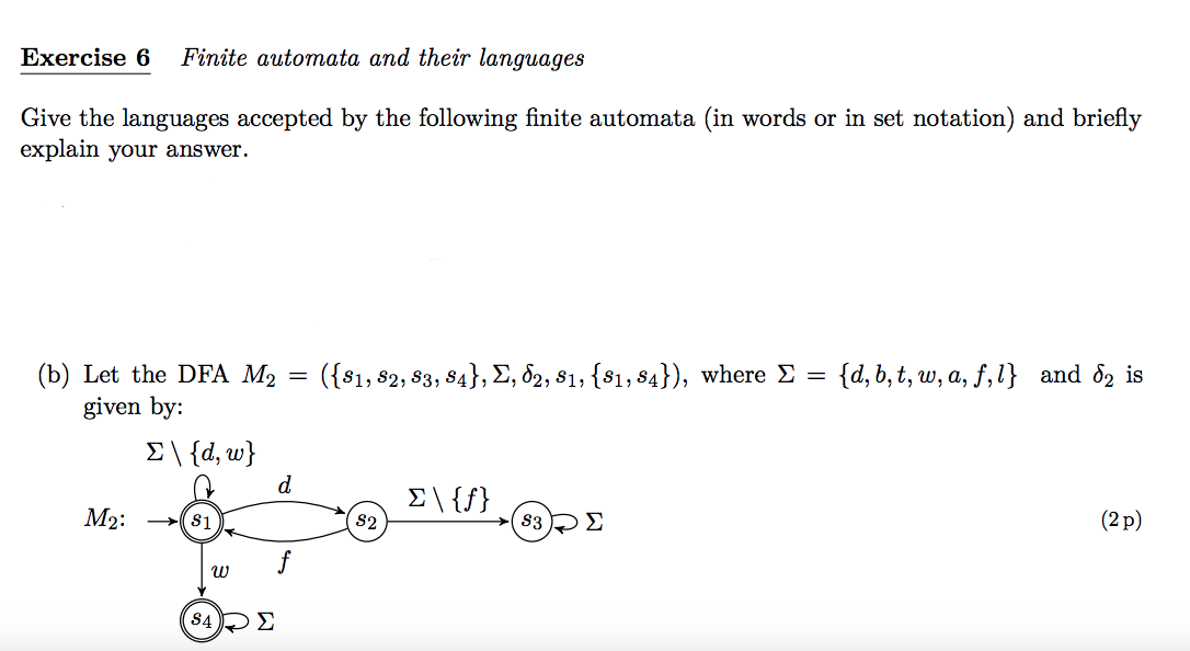 Solved Exercise 6 Finite automata and their languages Give | Chegg.com