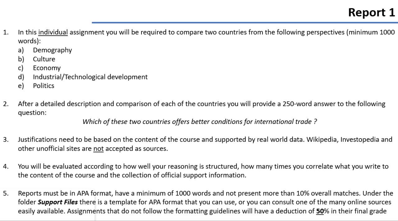 Solved Report 1 1. In this individual assignment you will be | Chegg.com