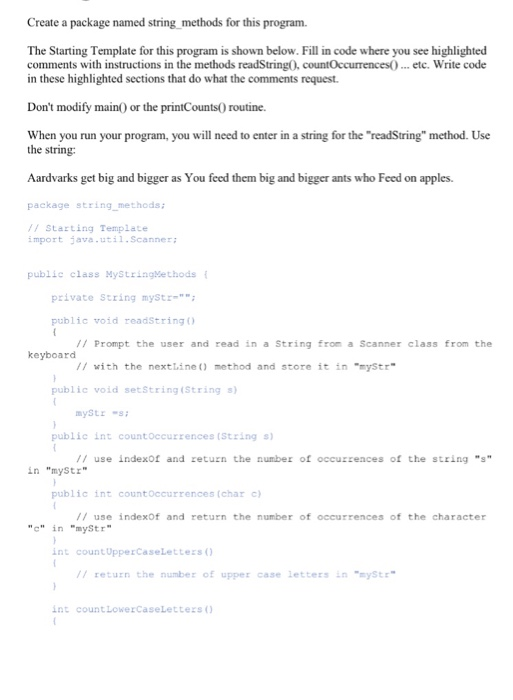 Create a package named string methods for this | Chegg.com