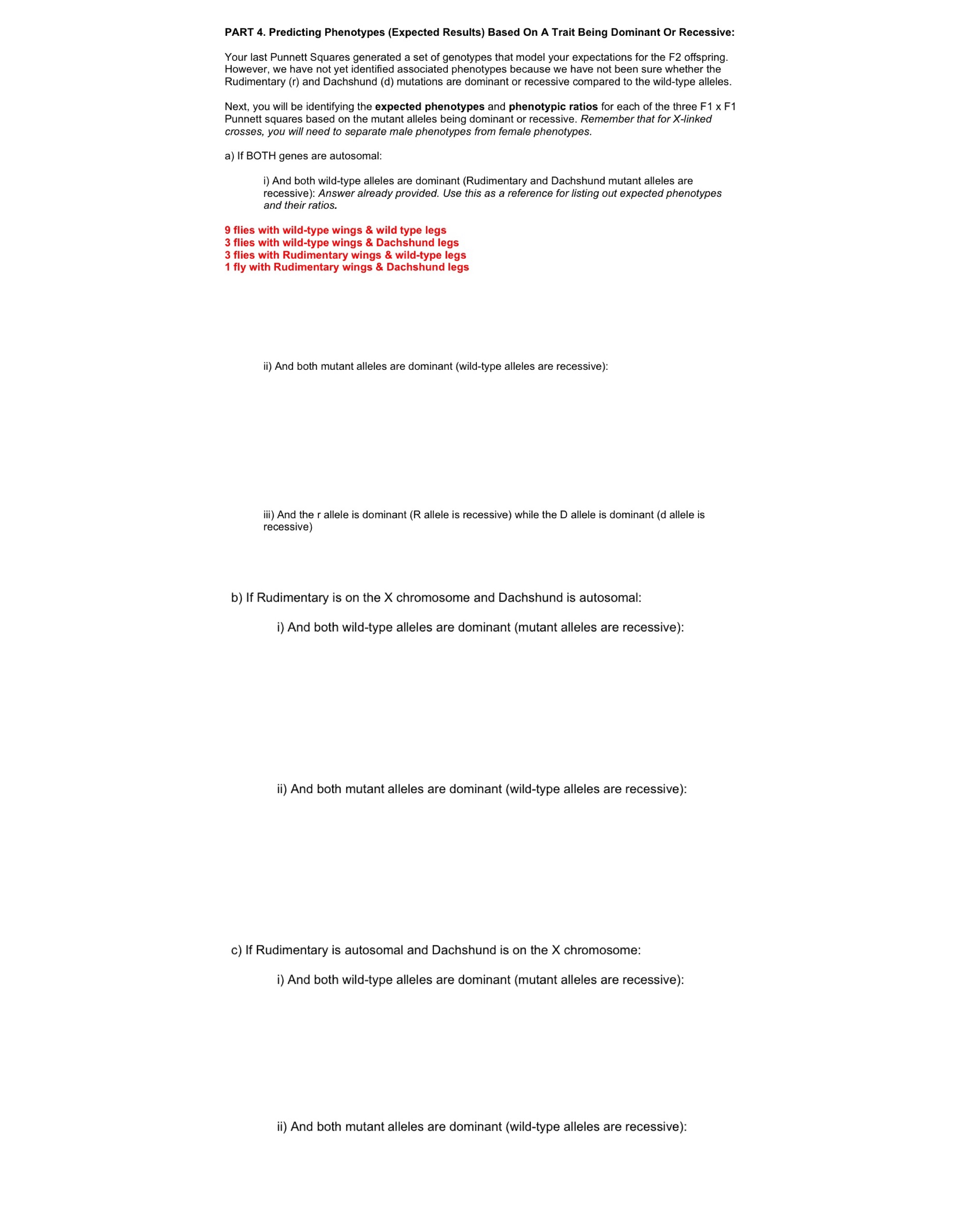Solved PART 4. ﻿Predicting Phenotypes (Expected Results) | Chegg.com