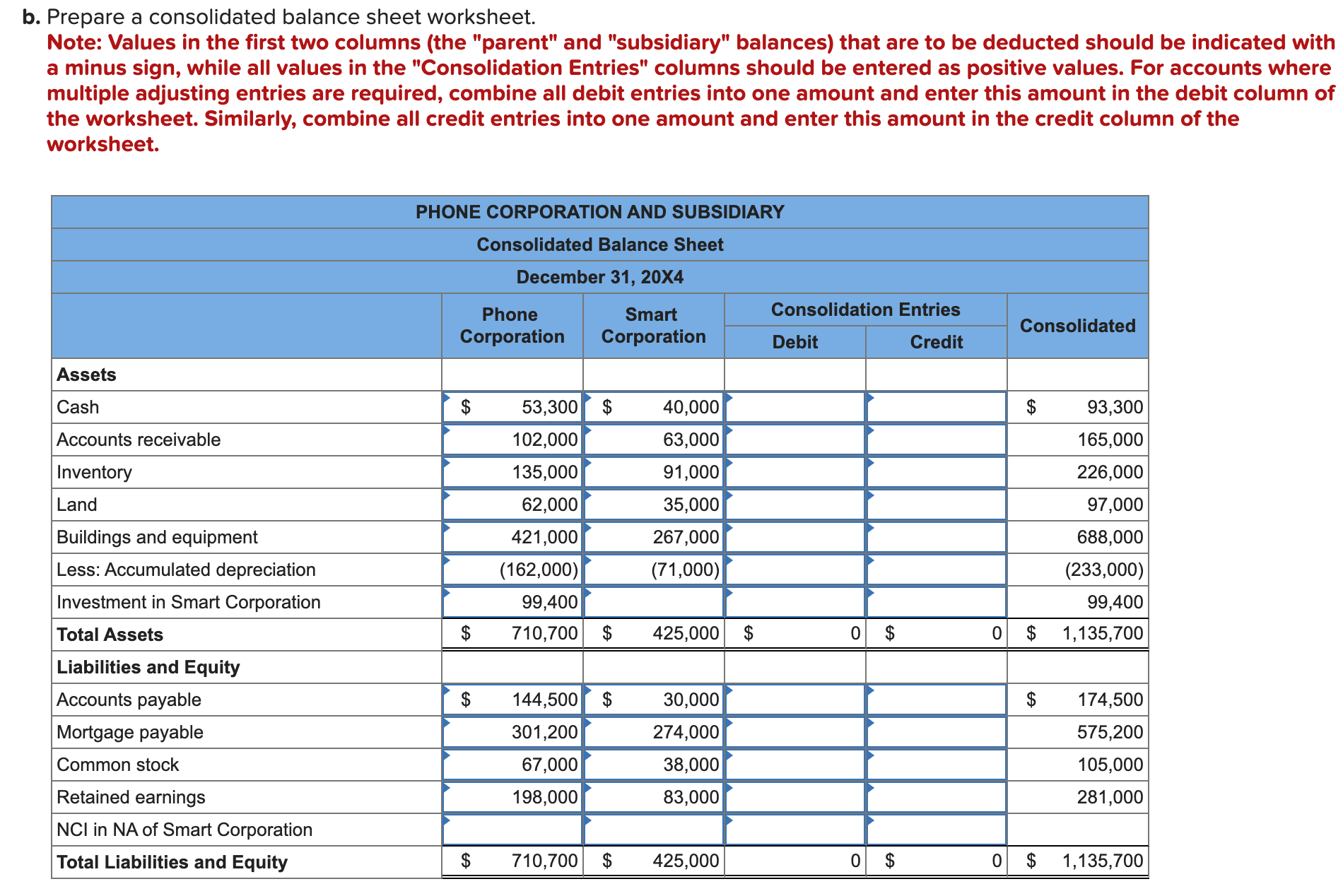Solved Record the basic consolidation entry. Record the | Chegg.com