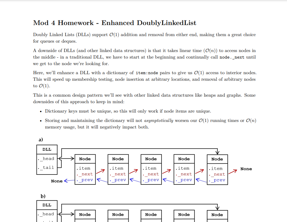 Solved Mod 4 Homework - Enhanced DoublyLinkedList Doubly | Chegg.com