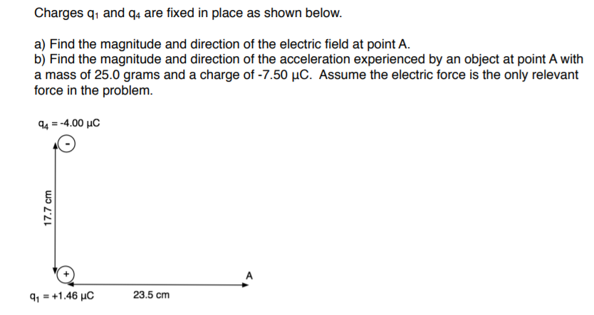 Solved Charges 91 and 94 are fixed in place as shown below. | Chegg.com