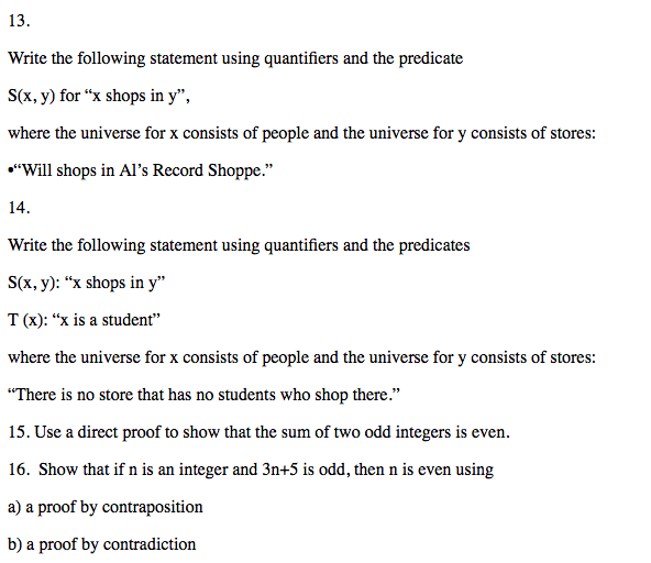 Solved 13 Write The Following Statement Using Quantifiers 