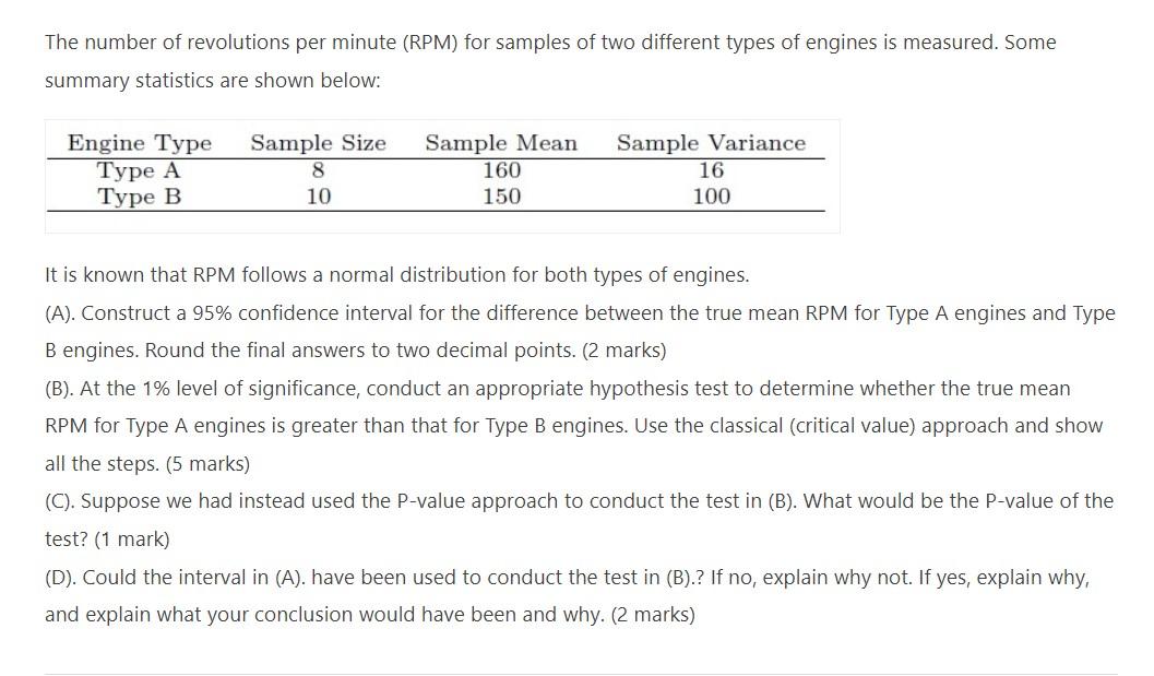 Solved The number of revolutions per minute (RPM) for | Chegg.com