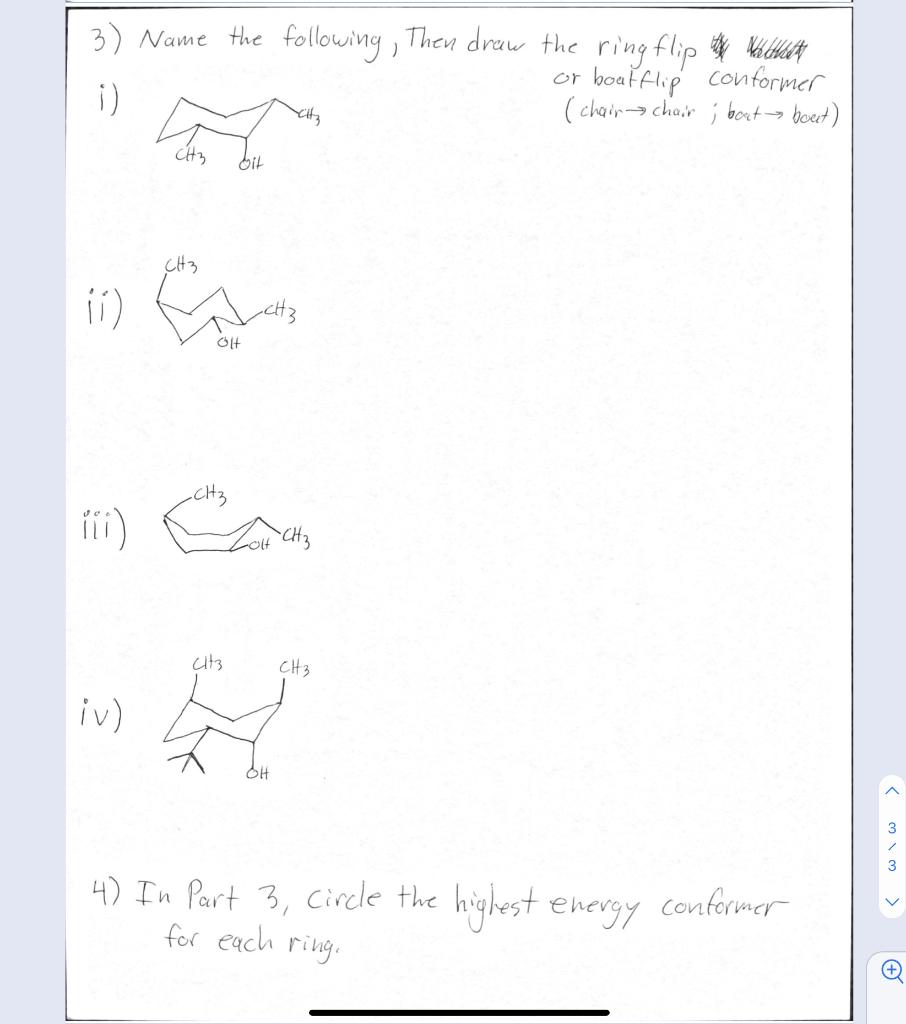 Solved Name the following, then draw the ring flip or boat | Chegg.com