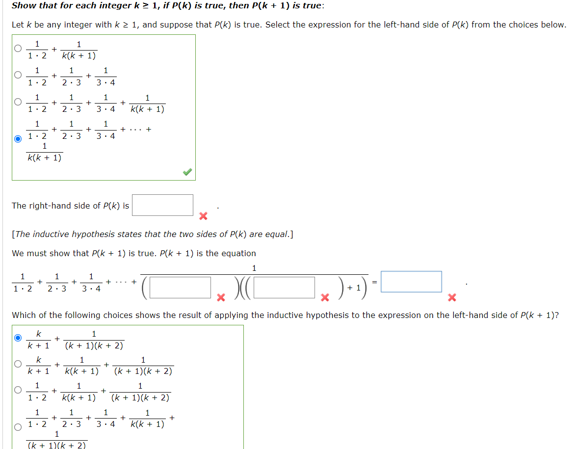 The right-hand side of P(k) is [The inductive | Chegg.com