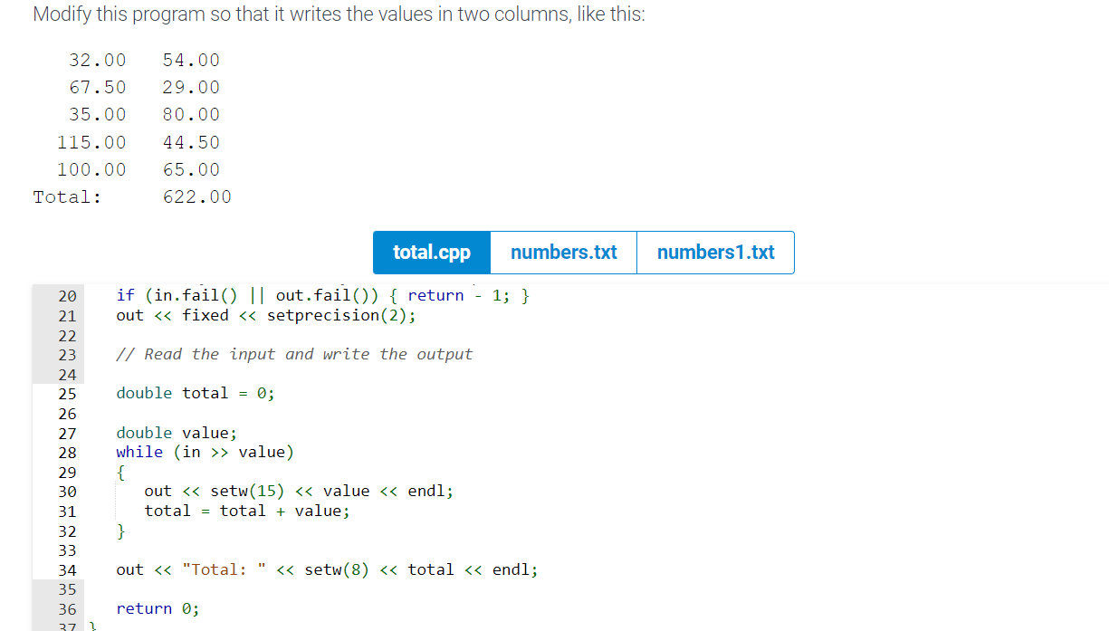Solved Modify this program so that it writes the values in | Chegg.com