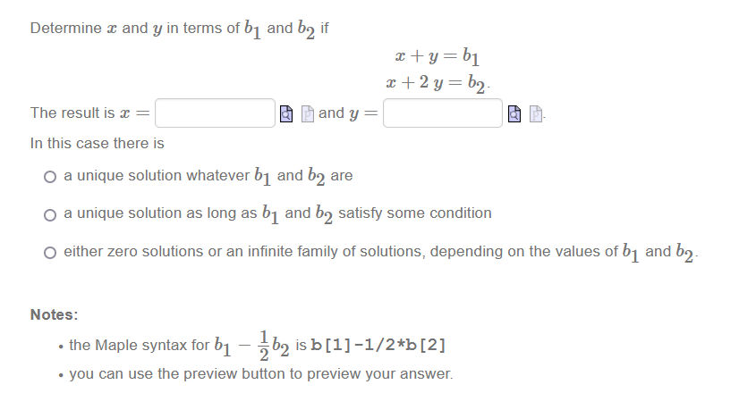 Solved 40 Determine c and y in terms of by and b2 if x+y=b1 | Chegg.com