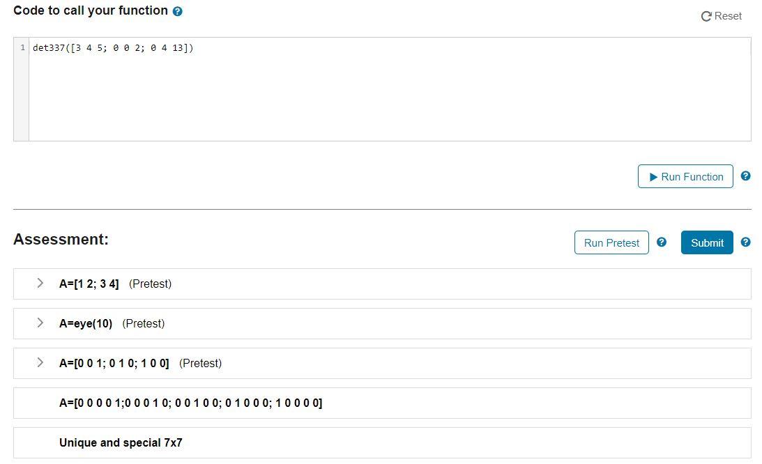 MATLAB Assignment 5: Determinants Done Right (F22) | Chegg.com