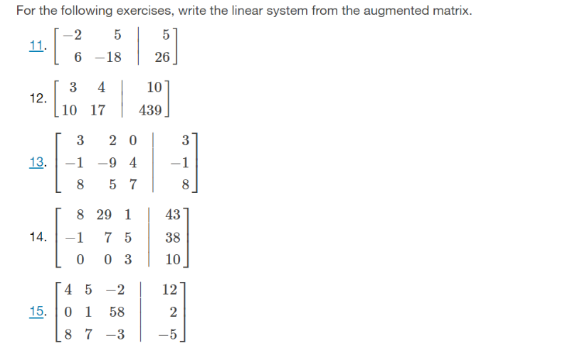 Solved For the following exercises, write the linear system | Chegg.com