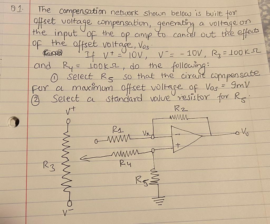Solved 01 a The compensation network shown below is built | Chegg.com
