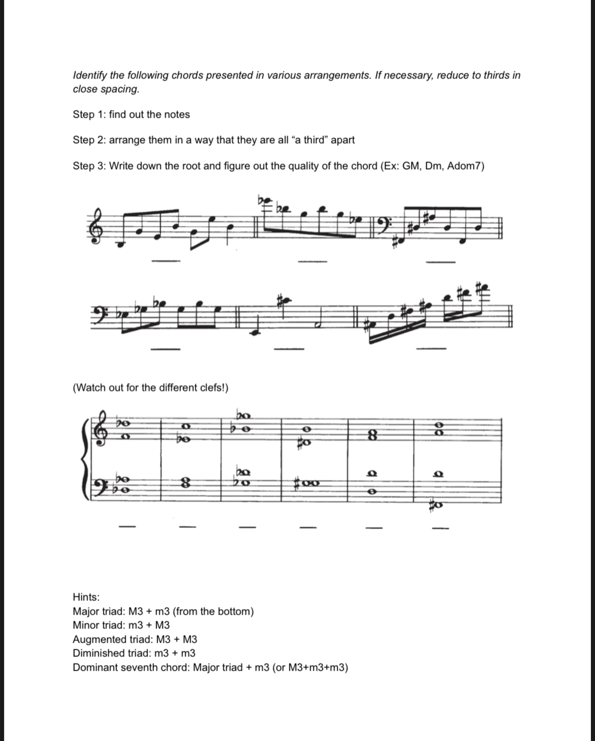 Identify the following chords presented in various | Chegg.com