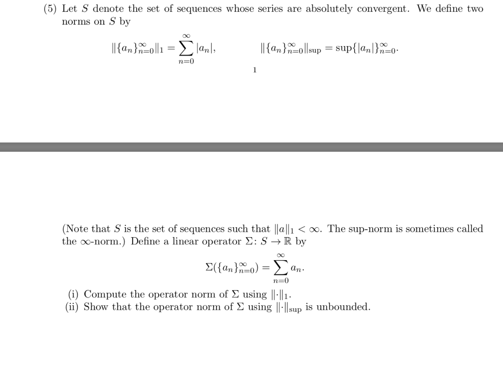 Solved (5) Let S denote the set of sequences whose series | Chegg.com