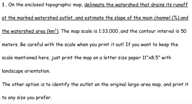 1. On the enclosed topographic map, delineate the | Chegg.com