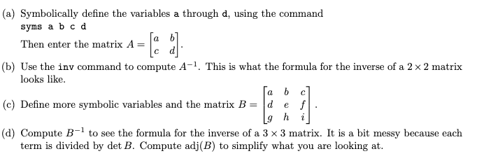 Solved (a) Symbolically define the variables a through d, | Chegg.com