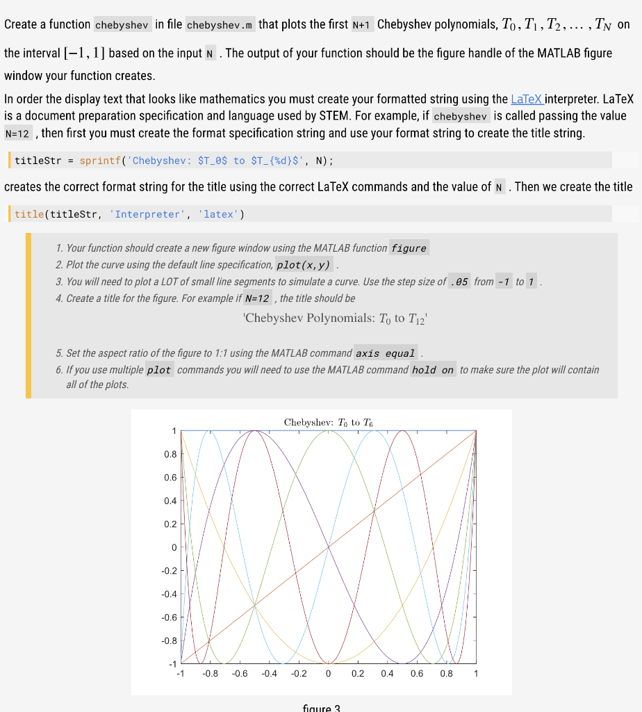 Solved 3. chebyshev.m The Chebyshev polynoimials of the | Chegg.com