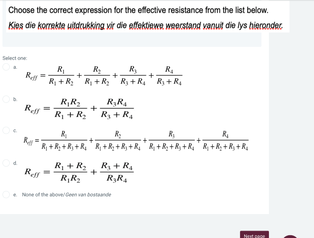 Solved E + R m R3 w R2 RA Choose the correct expression for | Chegg.com