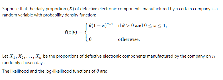 Solved Suppose that the daily proportion (X) of defective | Chegg.com