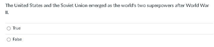 Solved The United States and the Soviet Union emerged as the | Chegg.com