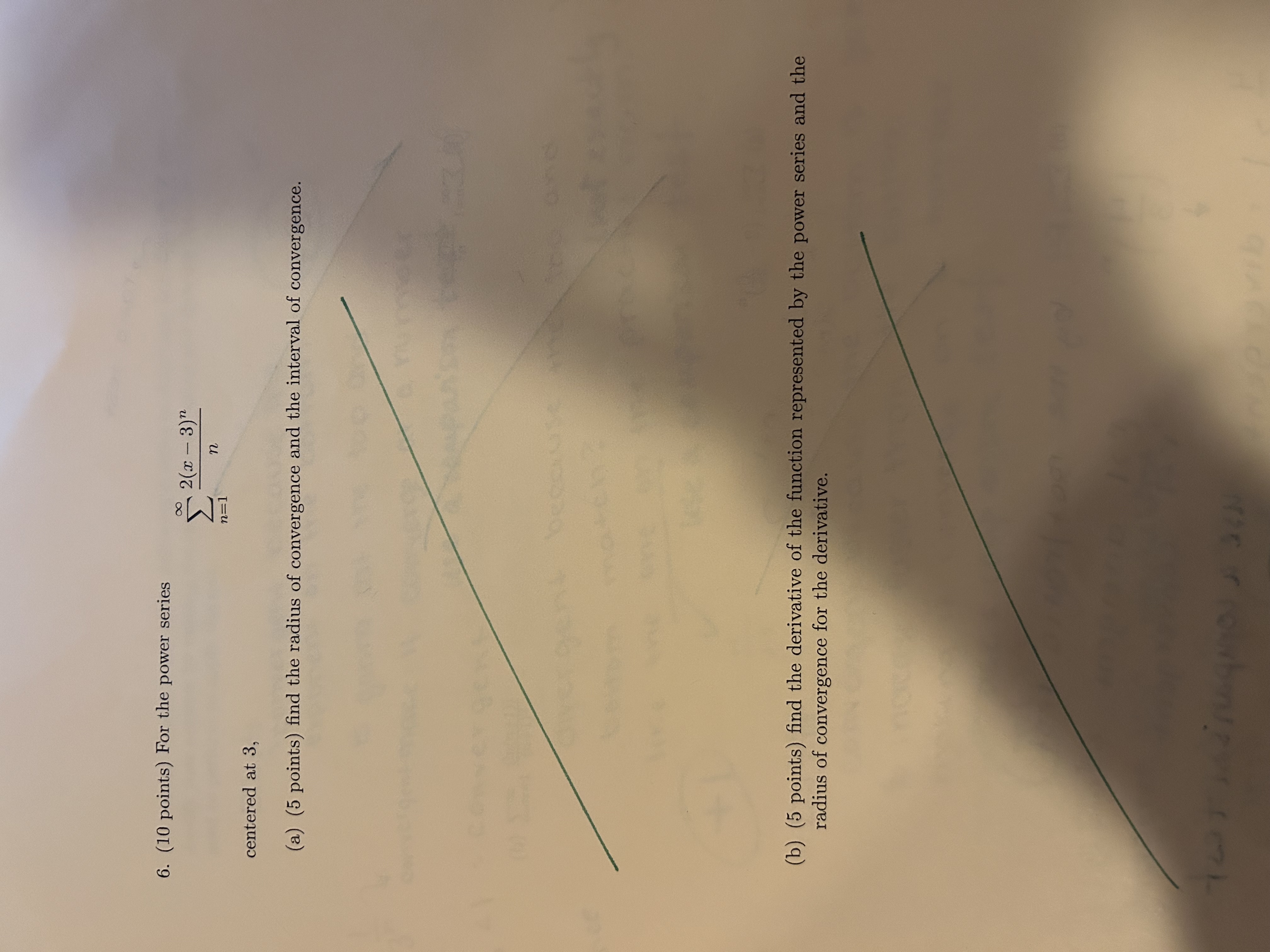 Solved 6. (10 points) For the power series ∑n=1∞n2(x−3)n | Chegg.com