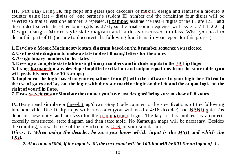 Project 4: Counters, Moore Machines, Sequence | Chegg.com