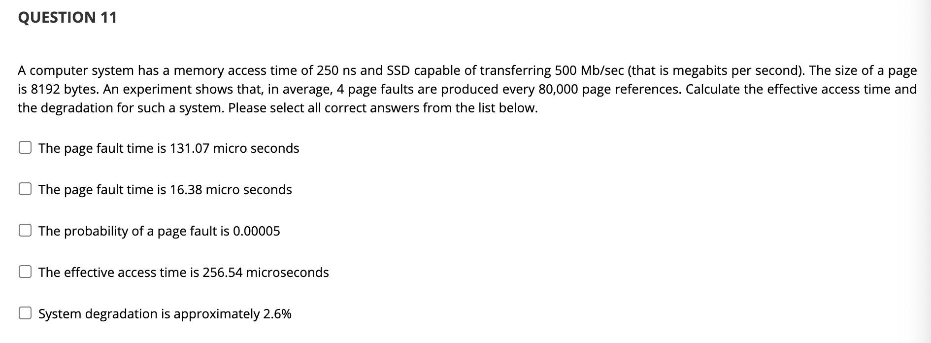 Solved Question 11 A Computer System Has A Memory Access 