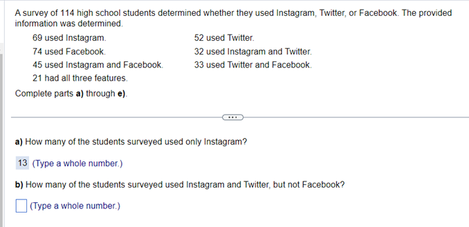 Solved A survey of 114 high school students determined | Chegg.com