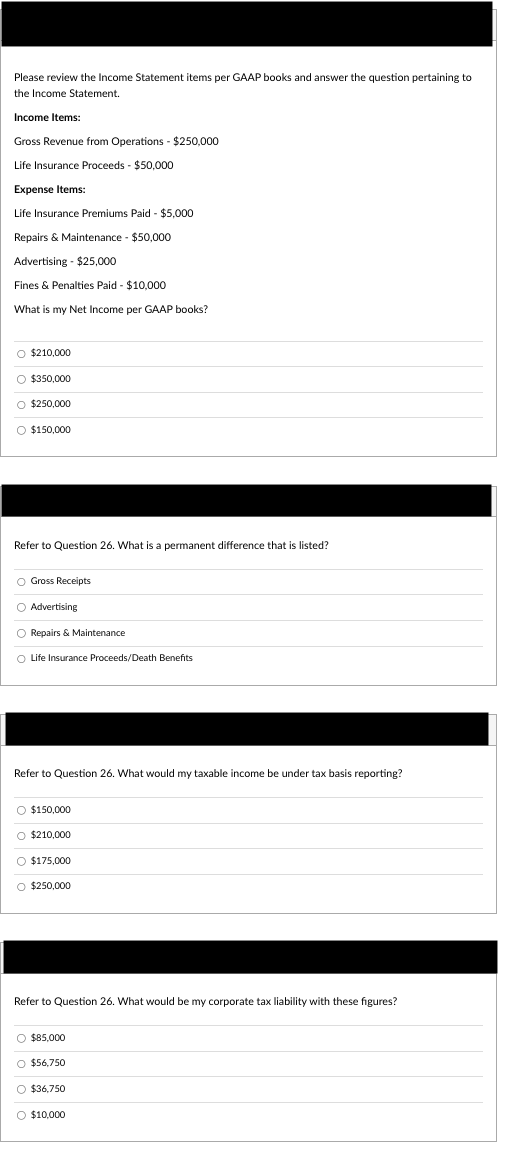 Solved Please review the Income Statement items per GAAP | Chegg.com