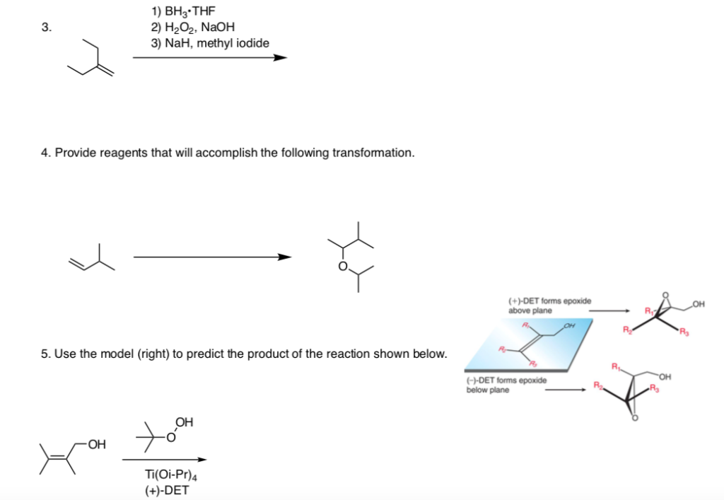Solved 1) BH3 THF 2) H202, NaOH 3) NaH, methyl iodide 3. 4. | Chegg.com