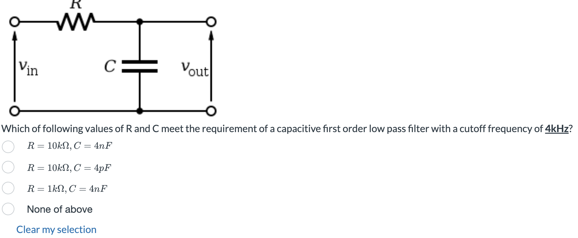 Solved Which of following values of R ﻿and C ﻿meet the | Chegg.com